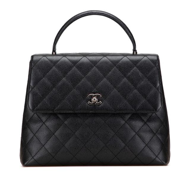 シャネル マトラッセ ココマーク ハンドバッグ ブラック キャビアスキン レディース CHANEL 【中古】