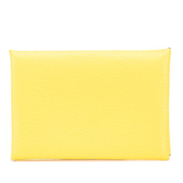 エルメス カルヴィ ケース ライム イエロー シェーブル レディース HERMES 【中古】