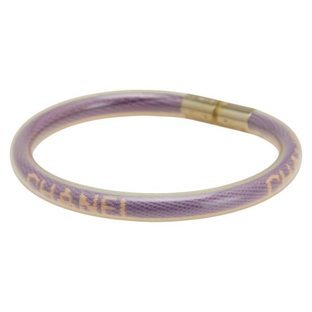 シャネル ロゴチューブ スポーツライン ブレスレット パープル ゴールド ビニール メッキ レディース CHANEL 【中古】