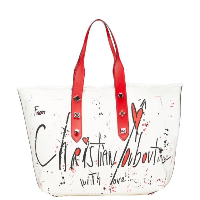 クリスチャンルブタン フランジバス ミディア トートバッグ ハンドバッグ ホワイト マルチカラー Christian Louboutin 【中古】