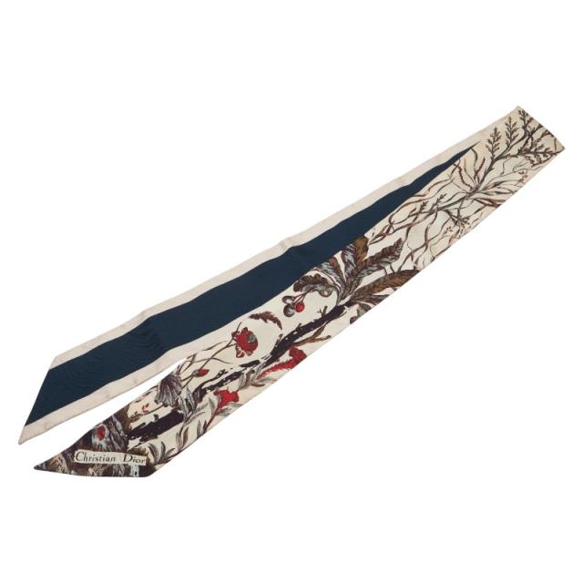 ディオール 花柄 フローラ ミッツァ スカーフ ベージュ マルチカラー シルク レディース Dior 【中古】