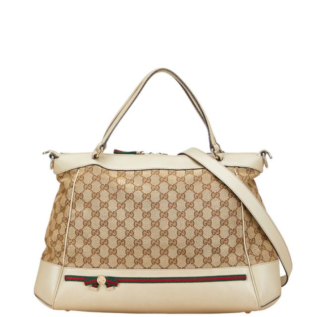 グッチ GGキャンバス メイフェア シェリーライン ハンドバッグ ショルダーバッグ 2WAY 257349 ベージュ キャンバス GUCCI 【中古】