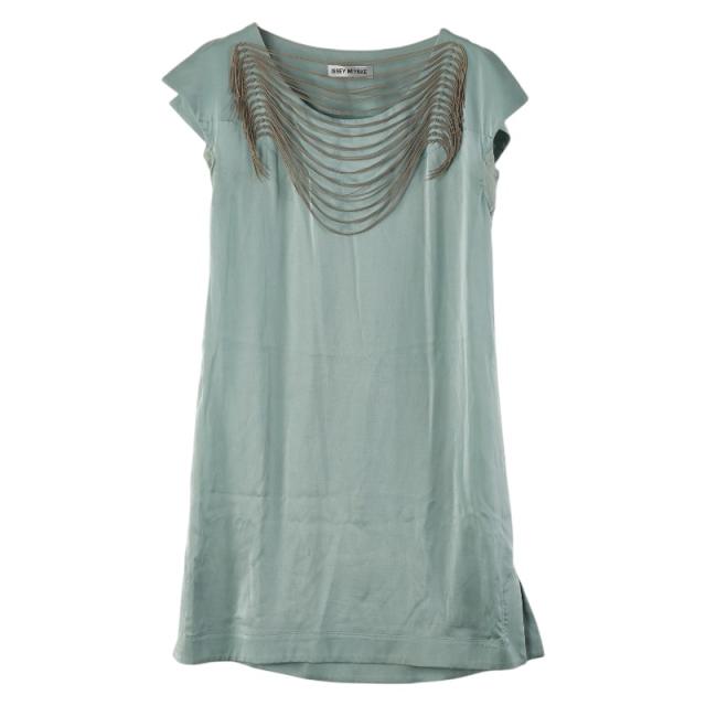 イッセイミヤケ ノースリーブワンピース サイズ：2 ミントグリーン シルク ポリウレタン レディース ISSEY MIYAKE 【中古】