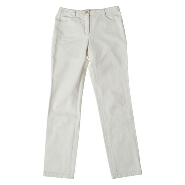 シャネル ジーンズ デニムパンツ サイズ：34 P22104V13234 ホワイト コットン レディース CHANEL 【中古】