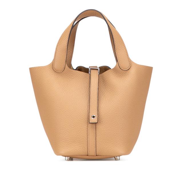 エルメス ピコタンロックPM ハンドバッグ ビスキュイ ベージュ系 シルバー金具 トリヨンクレマンス レディース HERMES 【中古】