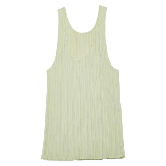 イッセイミヤケ プリーツ タンクトップ ライトグリーン ポリエステル レディース ISSEY MIYAKE 【中古】