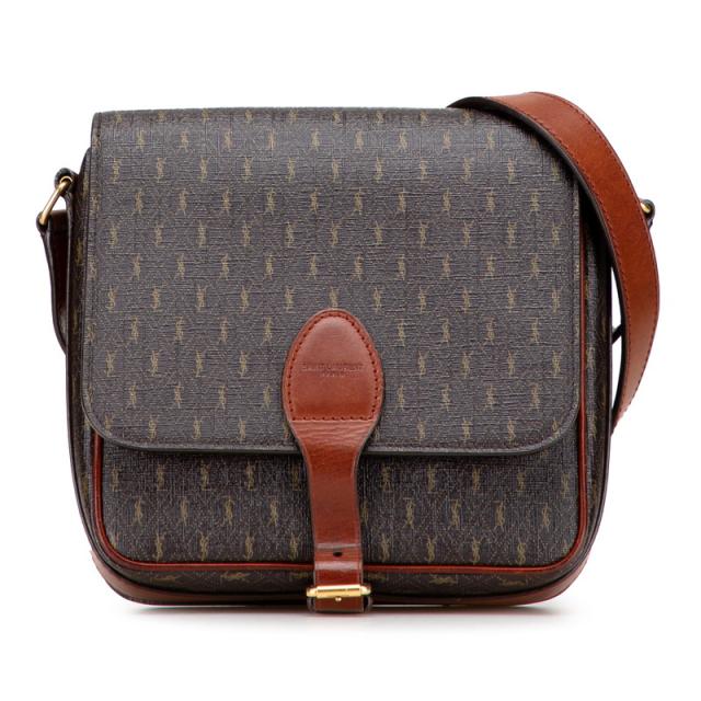 サンローラン YSL モノグラム ショルダーバッグ 668582 ブラウン PVC レザー レディース SAINT LAURENT 【中古】