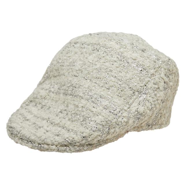 ヴァレンティノ ロックスタッズ ハンチング サイズ:M XW2HFA02YMR ホワイト シルバー ツイード レディース VALENTINO 【中古】