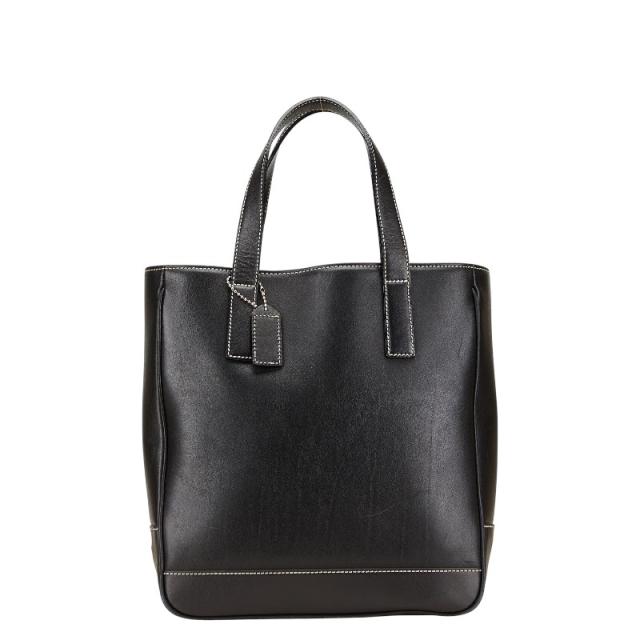 コーチ ステッチ モチーフ ハンドバッグ トートバッグ 7787 ブラック レザー レディース COACH 【中古】