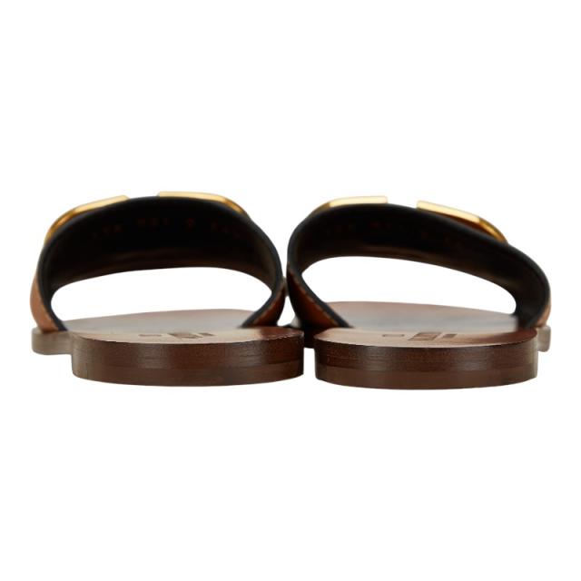 ヴァレンティノ Vロゴ サンダル サイズ:34 1/2 ブラウン ゴールド