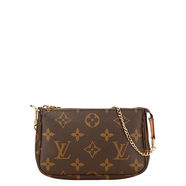 ルイ ヴィトン モノグラム ミニ ポシェット アクセソワール チェーン ポーチ M58009 ブラウン PVC レザー LOUIS VUITTON 【中古】
