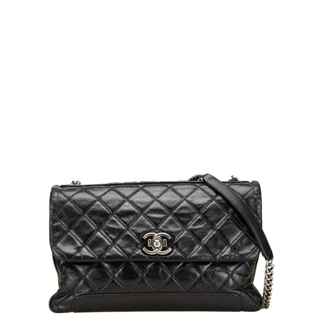 シャネル ココマーク マトラッセ 斜め掛け チェーン ショルダーバッグ ブラック レザー レディース CHANEL 【中古】