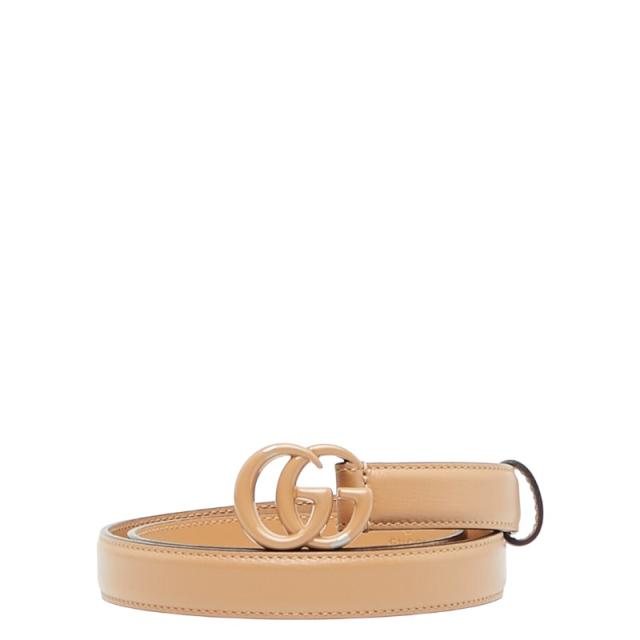 グッチ GGマーモント ベルト サイズ:70/28 409417 ベージュ レザー レディース GUCCI 【中古】