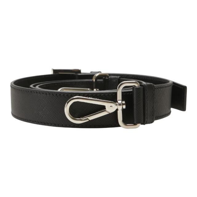 プラダ ロゴ ショルダーストラップ ブラック サフィアーノレザー レディース PRADA 【中古】