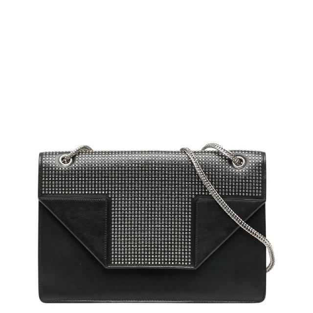 サンローラン ベティ スタッズ チェーン ショルダーバッグ 315680 ブラック シルバー レザー レディース SAINT LAURENT 【中古】