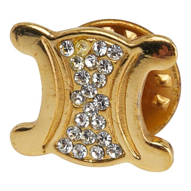 セリーヌ トリオンフロゴ ピンバッジ ゴールド メッキ ラインストーン レディース CELINE 【中古】