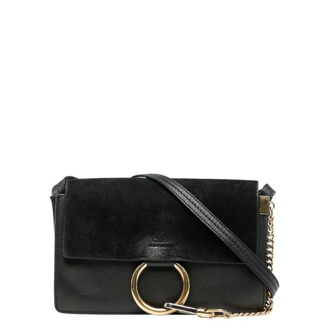 クロエ フェイ ショルダーバッグ ブラック レザー スウェード レディース Chloe 【中古】