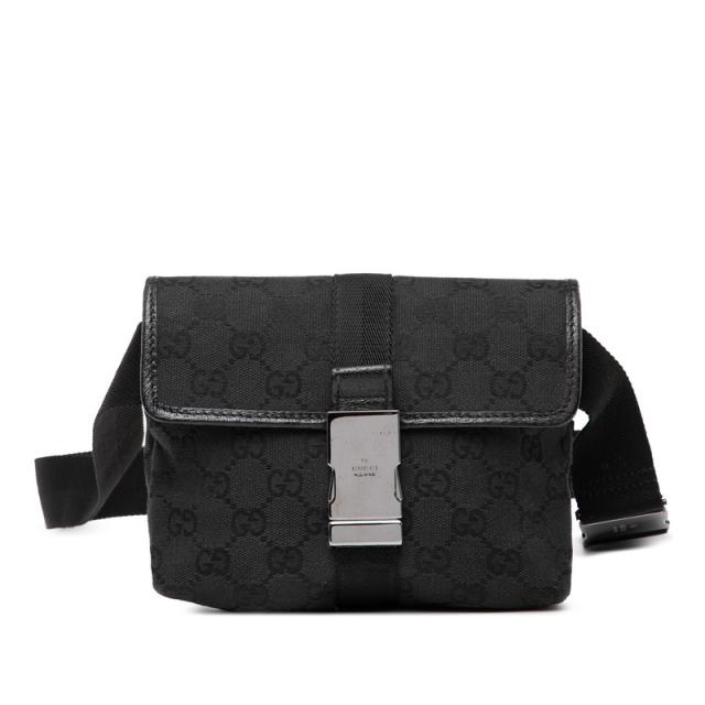 グッチ GGキャンバス ボディバッグ ウエストバッグ  131236 ブラック キャンバス レザー レディース GUCCI 【中古】