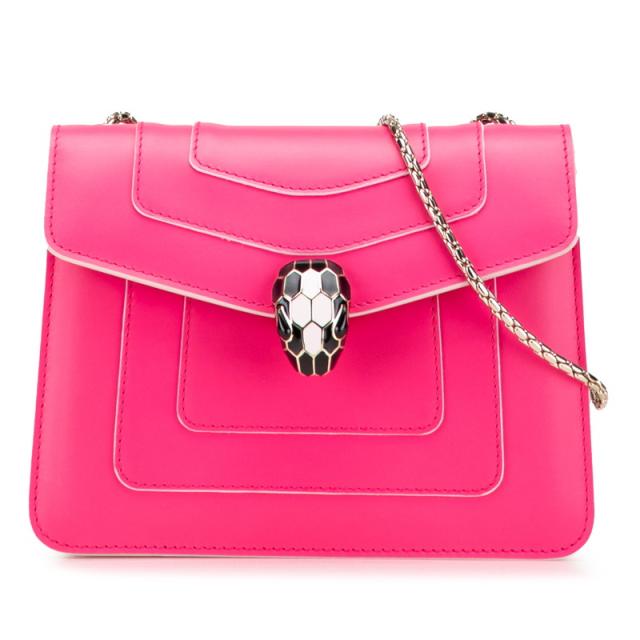 ブルガリ セルペンティ フォーエバー チェーン ショルダーバッグ ピンク レザー レディース BVLGARI 【中古】