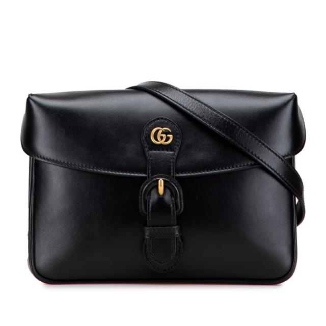 グッチ GGマーモント 斜め掛け ショルダーバッグ 548114 ブラック レザー レディース GUCCI 【中古】