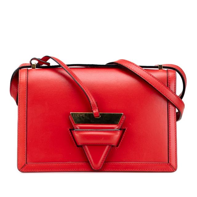 ロエベ バルセロナ 斜め掛け ショルダーバッグ レッド レザー レディース LOEWE 【中古】