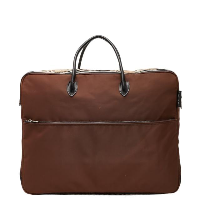 バーバリー ノバチェック ハンドバッグ ベージュ ブラウン ナイロン レザー レディース BURBERRY 【中古】