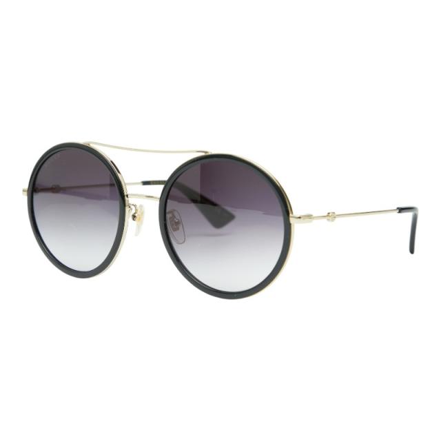 グッチ バンブルビー サングラス ラウンド グラデーションレンズ GG0061S ブラック ゴールド プラスチック レディース GUCCI 【中古】