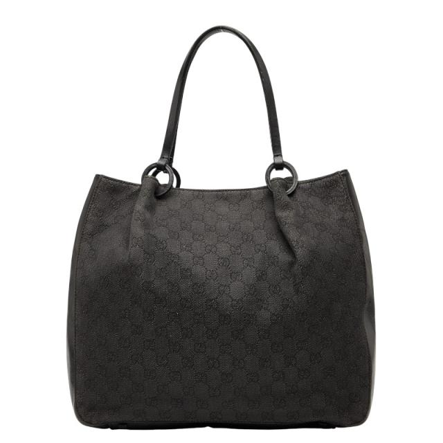 グッチ GGキャンバス トートバッグ ハンドバッグ 1019220 ブラック キャンバス レザー レディース GUCCI 【中古】
