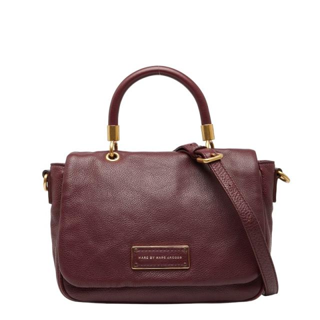 マークジェイコブス ロゴ ハンドバッグ ショルダーバッグ 2WAY ワインレッド ゴールド レザー レディース MARC JACOBS 【中古】