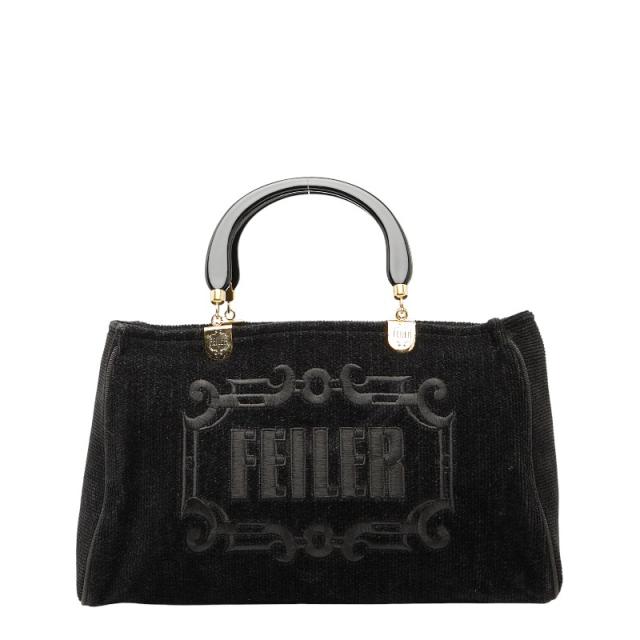 フェイラー ロゴ トートバッグ ブラック コーデュロイ レディース FEILER 【中古】