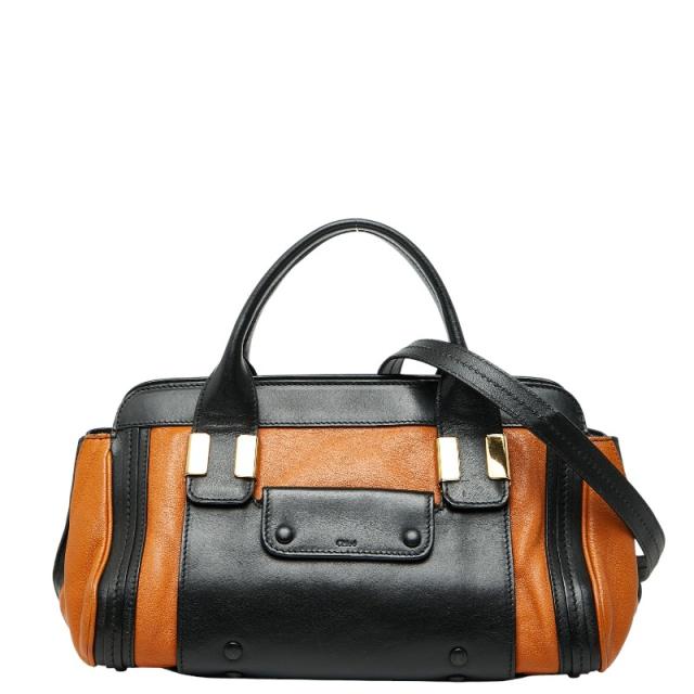 クロエ ALICE アリス ショルダーバッグ ハンド トートバッグ 2WAY ブラウン ブラック レザー レディース Chloe 【中古】