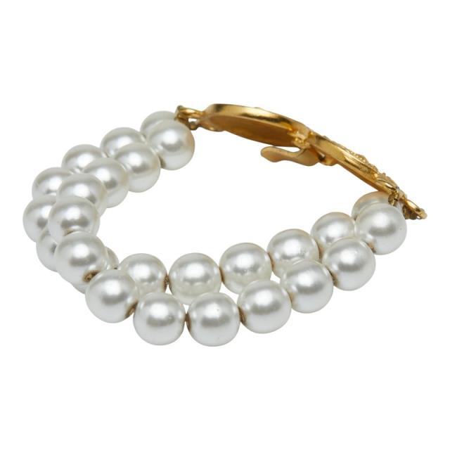 サルヴァトーレフェラガモ ブレスレット 2連 ゴールド メッキ フェイクパール レディース Salvatore Ferragamo 【中古】