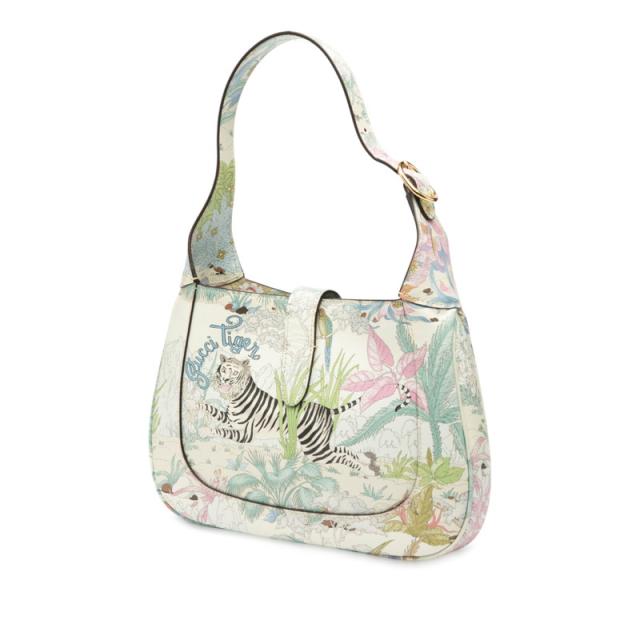 グッチ ジャッキー1961 タイガー モチーフ ハンドバッグ ショルダーバッグ 636709 ホワイト マルチカラー レザー GUCCI 【中古】 グッチ ジャッキー1961 タイガー モチーフ ハンドバッグ ショルダー