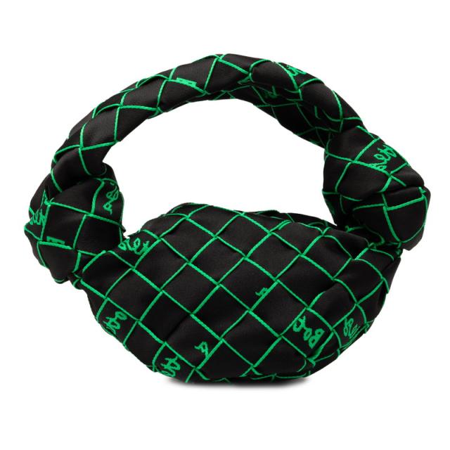 ボッテガヴェネタ ダブルノット ウェビング ハンドバッグ ワンショルダーバッグ ブラック グリーン ポリエステル BOTTEGAVENETA 【中古】