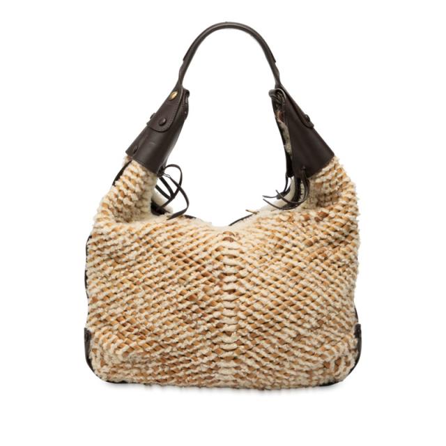 サルヴァトーレフェラガモ ワンショルダーバッグ ブラウン ベージュ ボア レザー レディース Salvatore Ferragamo 【中古】