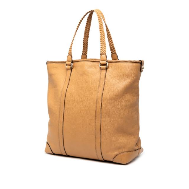 グッチ 編み込み トートバッグ 336660 ブラウン レザー レディース