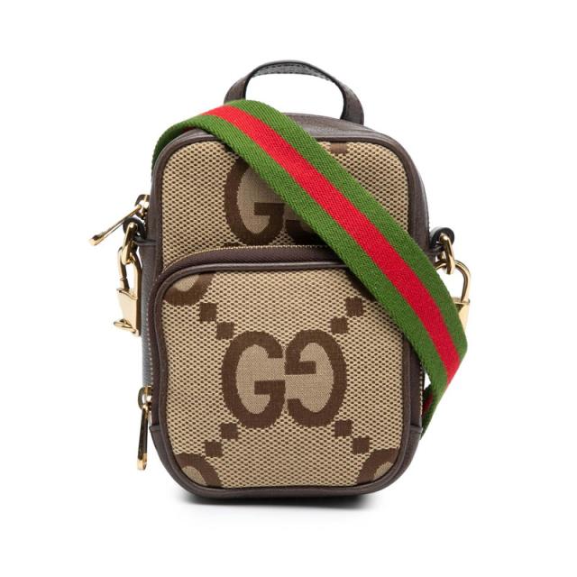 グッチ ジャンボGG ハンドバッグ ショルダーバッグ 2WAY 696072 ベージュ ブラウン キャンバス レザー レディース GUCCI 【中古】