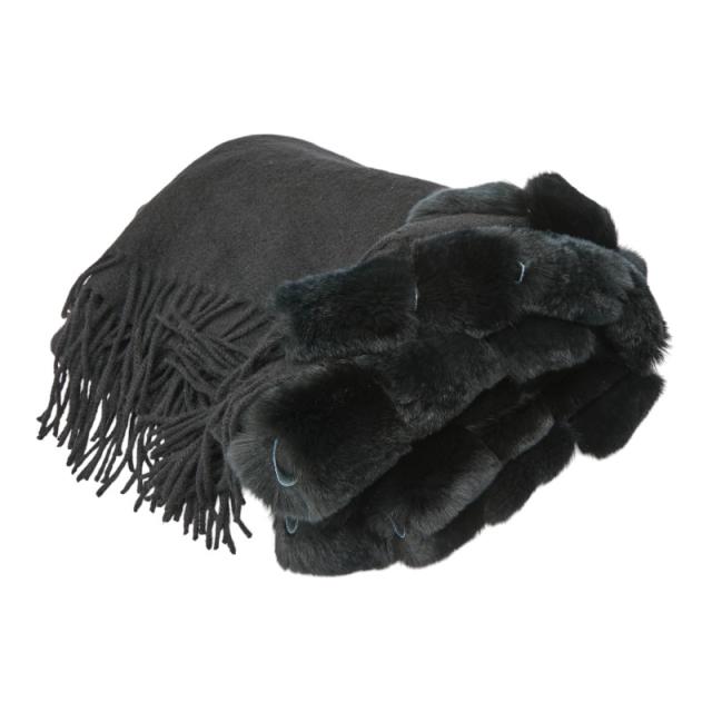 ジバンシー ショール ブラック ウール ファー レディース Givenchy 【中古】