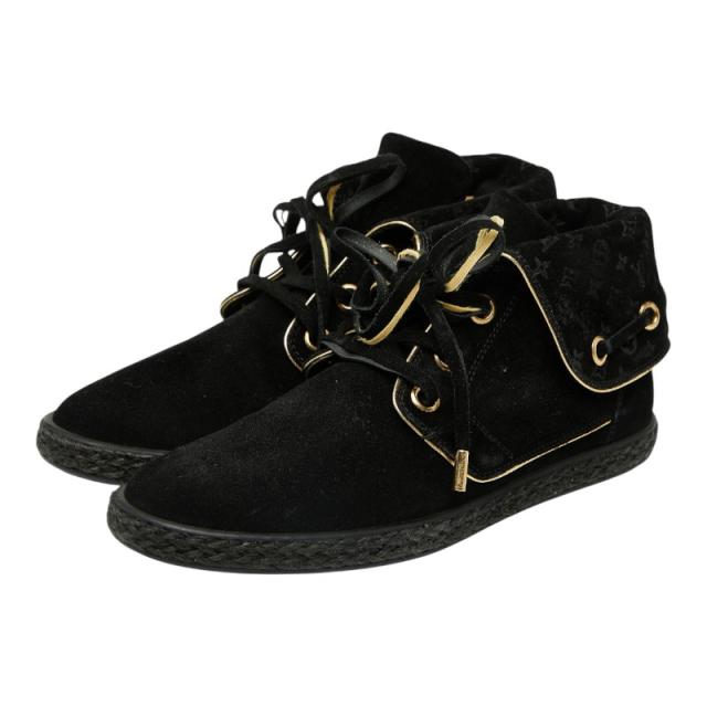 ルイ ヴィトン モノグラム スニーカー サイズ：36 MS0163 ブラック ゴールド スウェード レディース LOUIS VUITTON 【中古】