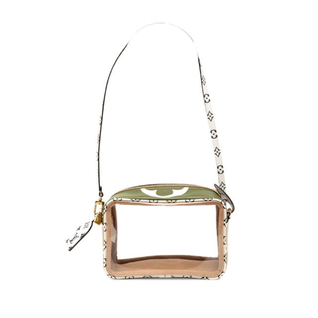 ルイ ヴィトン モノグラム ジャイアント ビーチ ポーチ ワンショルダーバッグ M67610 カーキ ホワイト ベージュ LOUIS VUITTON 【中古】