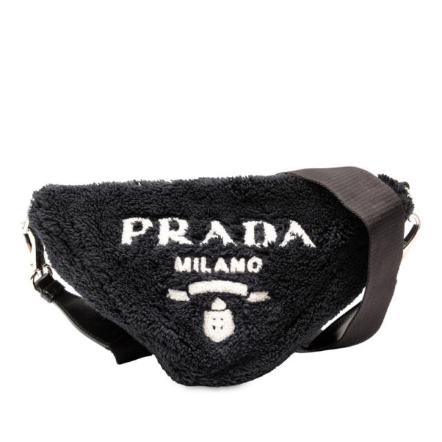 プラダ テリー トライアングル ショルダーバッグ 1BH190 ブラック ファブリック レディース PRADA 【中古】