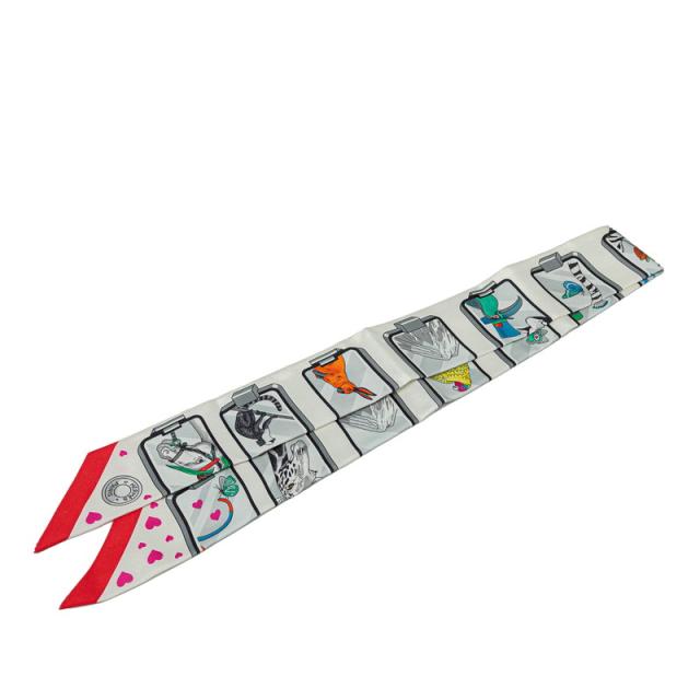 エルメス ツイリー HERMES STORY エルメス ストーリー スカーフ ホワイト レッド マルチカラー シルク レディース HERMES 【中古】