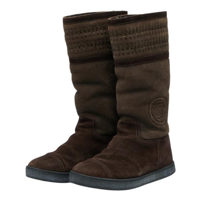 シャネル ココマーク ムートンブーツ サイズ:37 ブラウン ムートン レディース CHANEL 【中古】