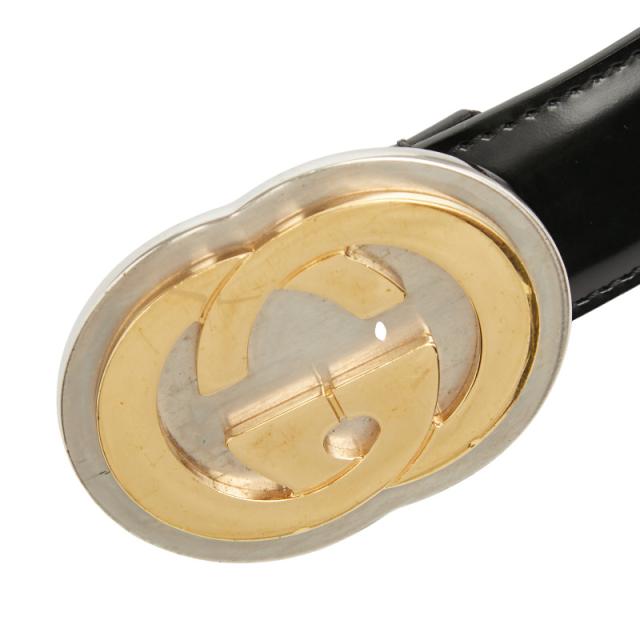グッチ インターロッキングG ベルト サイズ:70/28 598092 ブラック レザー レディース GUCCI 【中古】