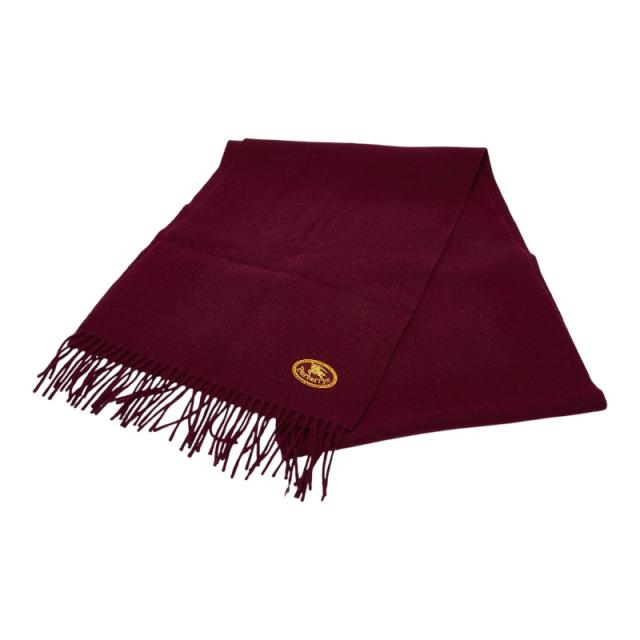 バーバリー ロゴ刺繍 マフラー ワインレッド ボルドー ウール レディース BURBERRY 【中古】