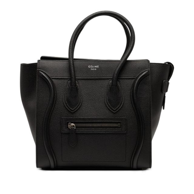 セリーヌ ラゲージ マイクロショッパー ハンドバッグ ブラック レザー レディース CELINE 【中古】