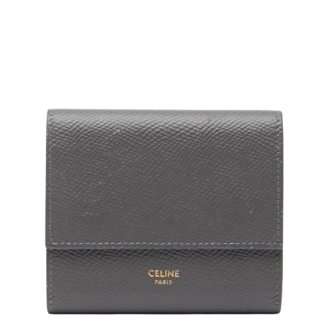 セリーヌ 三つ折り財布 グレー レザー レディース CELINE 【中古】