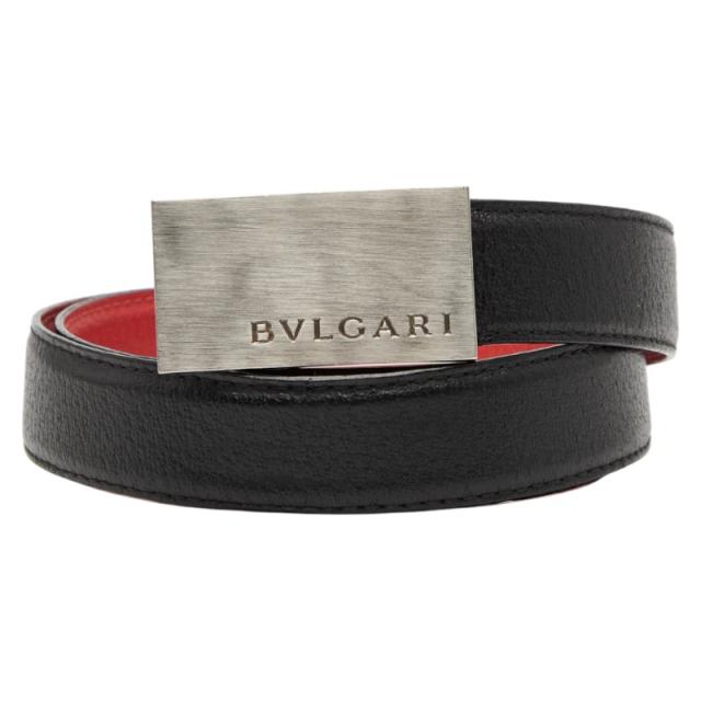 ブルガリ ベルト サイズ：110 44 ブラック レッド レザー メンズ BVLGARI 【中古】