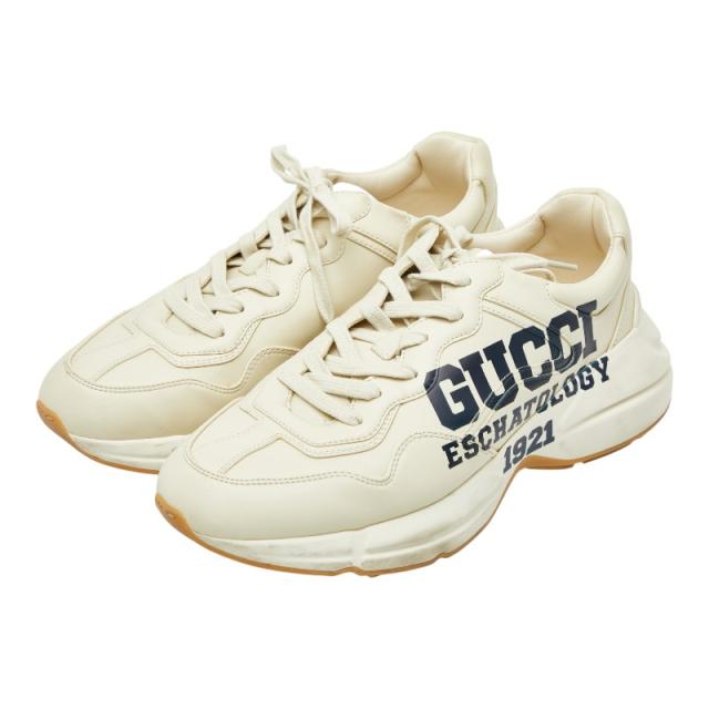 グッチ RHYTON ライトン ローカット スニーカー サイズ：9.5 663339 アイボリー レザー メンズ GUCCI 【中古】