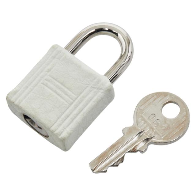 エルメス カデナ 南京錠 キー セット シルバー ホワイト メタル レザー レディース HERMES 【中古】